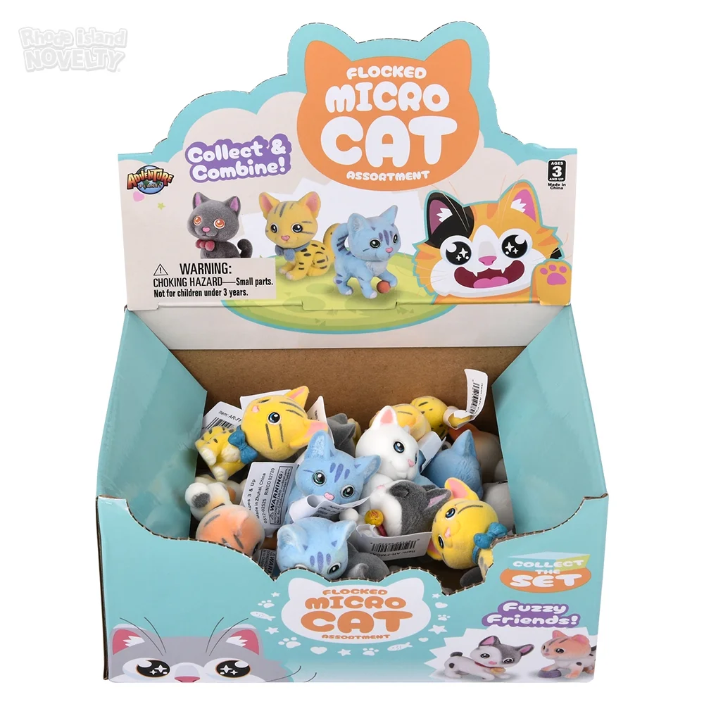 1.5" Flocked Micro Cat Assortment 24ct