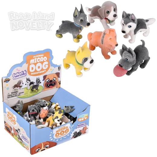 1.5" Flocked Micro Dog Assortment 24ct