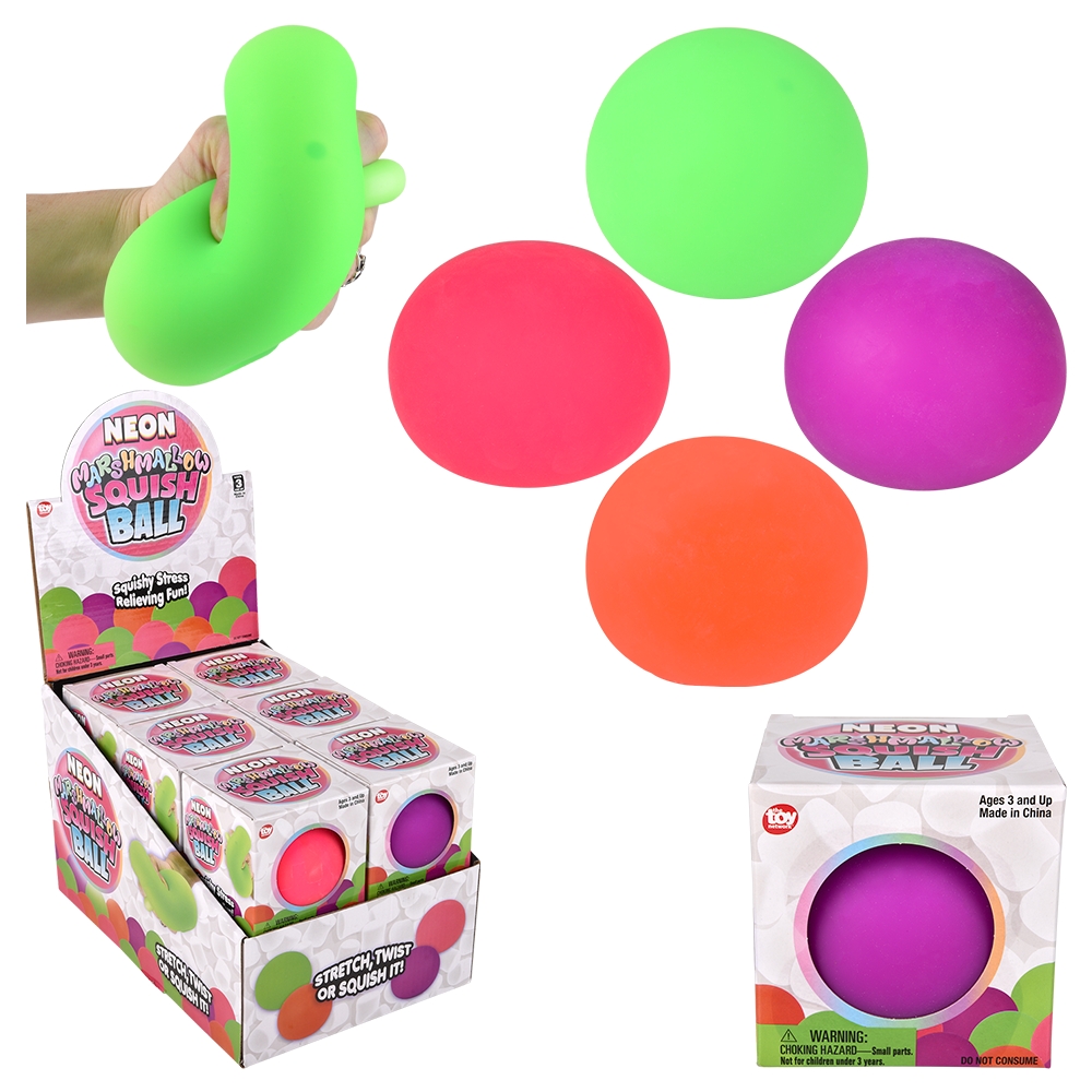 Marshmallow Neon Squishy Ball 3.5" 12ct