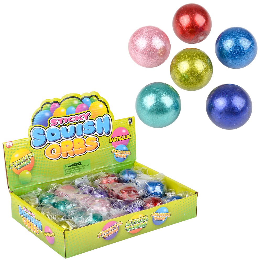 1.6" Squish Sticky Metallic Orbs