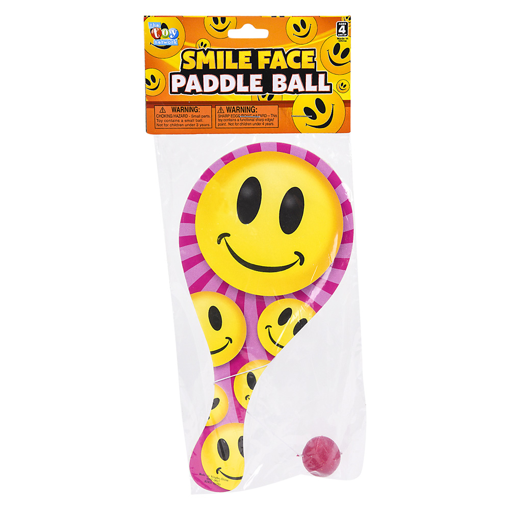 9" Smile Face Paddle Ball