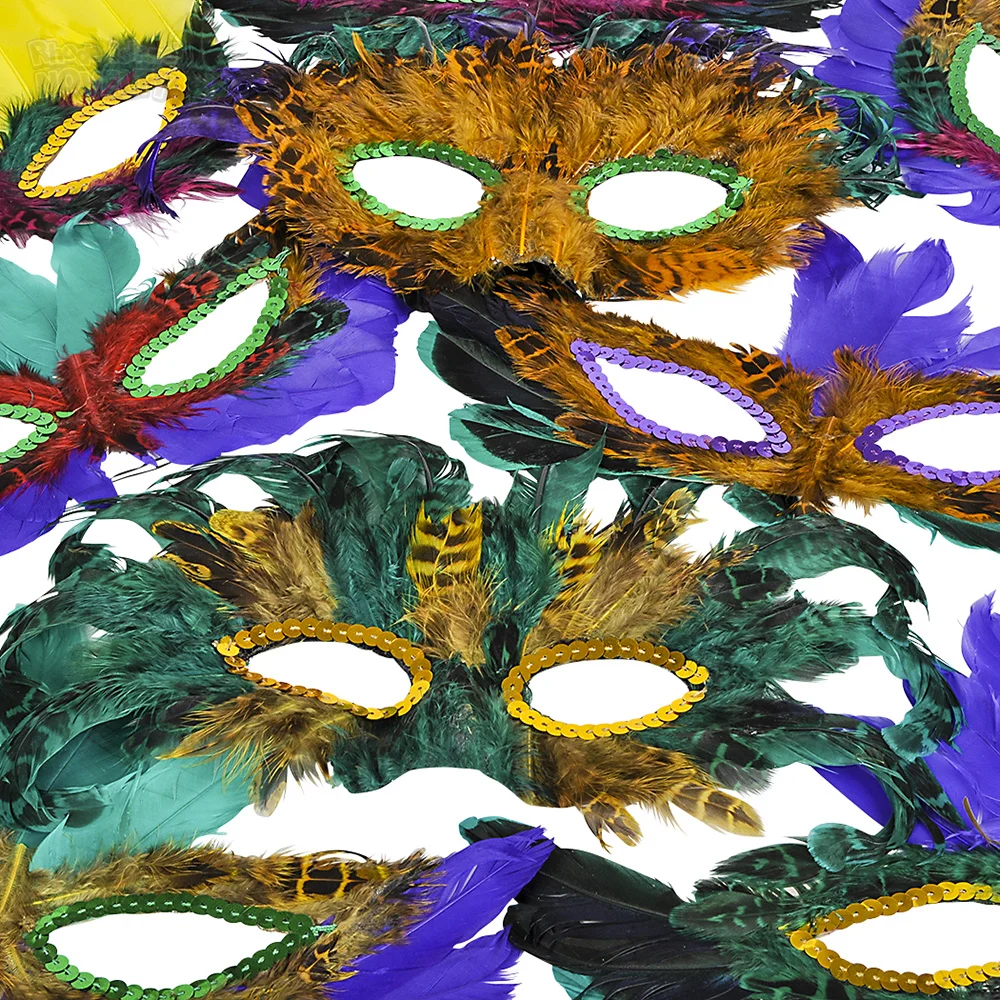 Mardi Gras Feather Masks 50pcs/packs