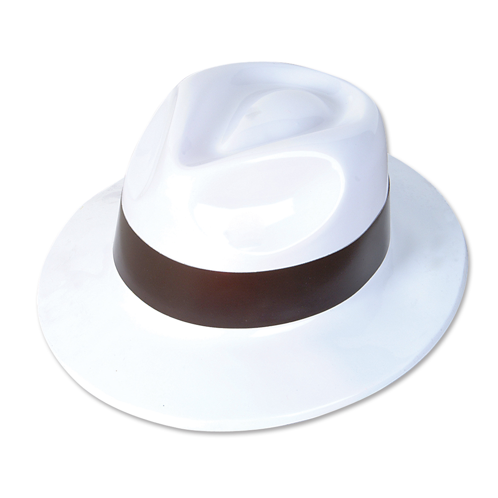 White Gangster Hat With Band