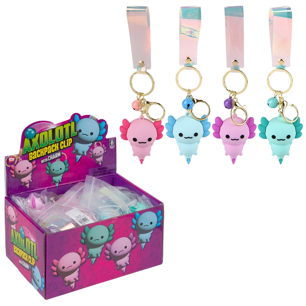 2.25" Axolotl Charm Wristlet Backpack Keyring 24ct