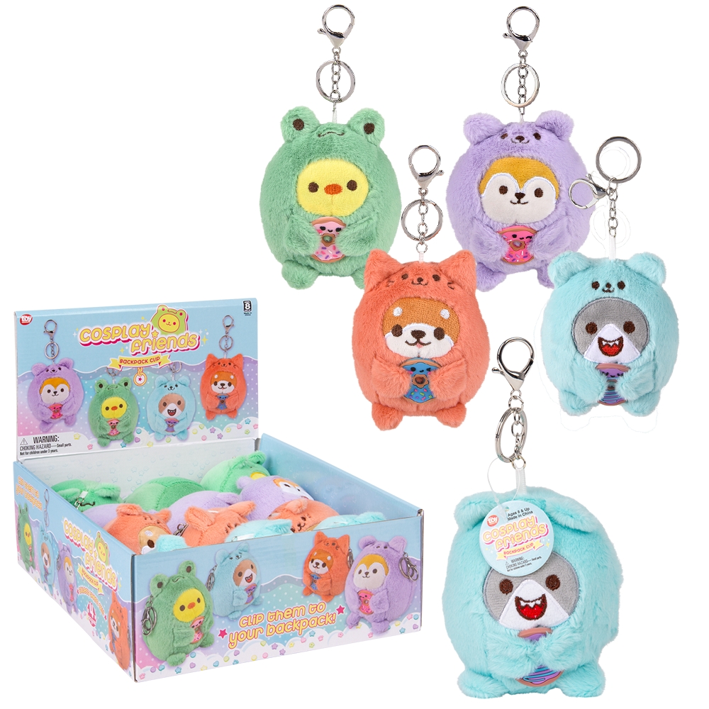 4" Plush Dressed Animals Backpack Clip On