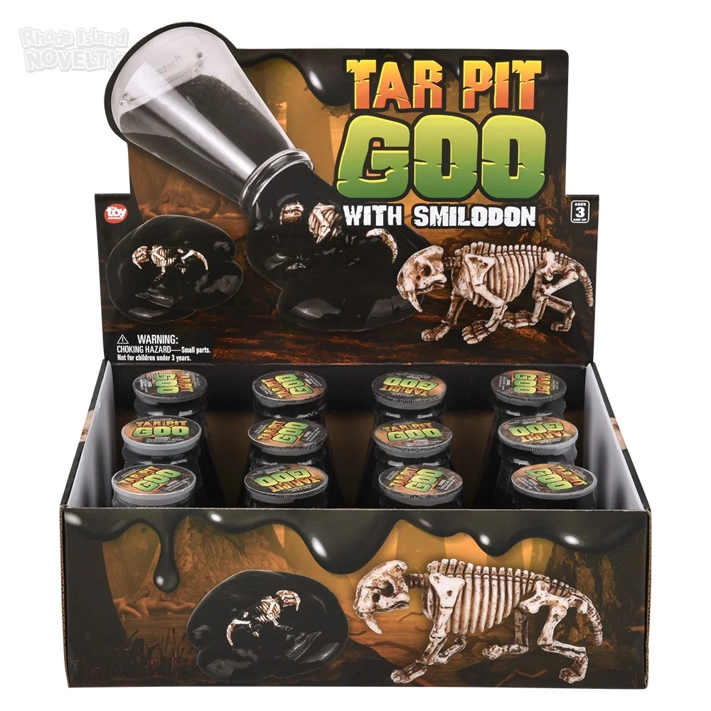 3.25" Tar Pit Goo With Smilodon Fossil 12ct