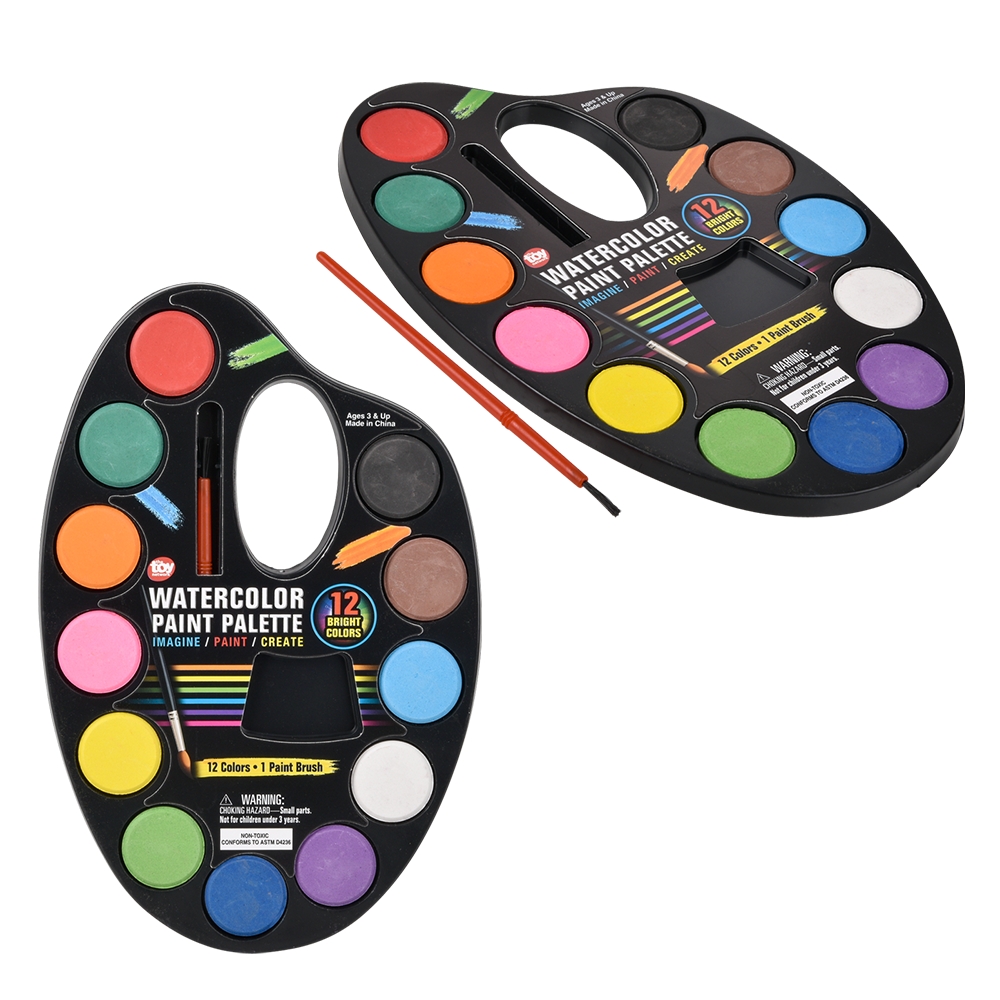 12 Color Water Paint Palette 9.5"