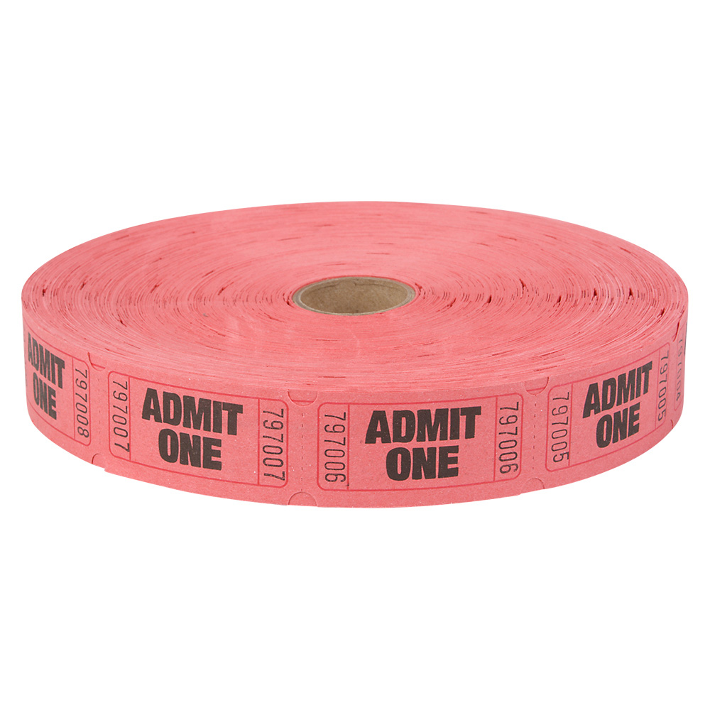 Admit One Single Ticket Rolls Red