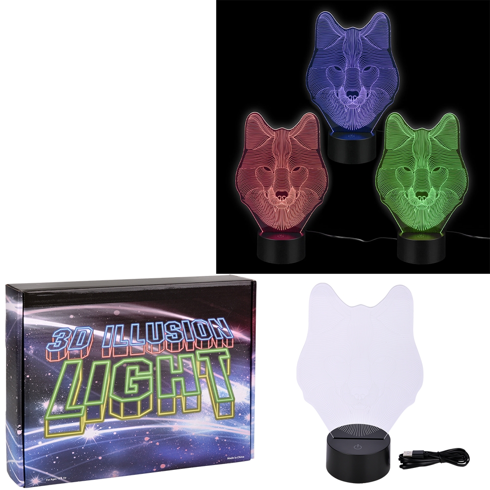 3D Illusion Color Changing Light - Wolf 10" 20/23