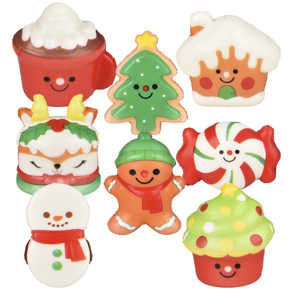 2" Christmas Fun Treats Micro Squish Assortment 24/Unit
