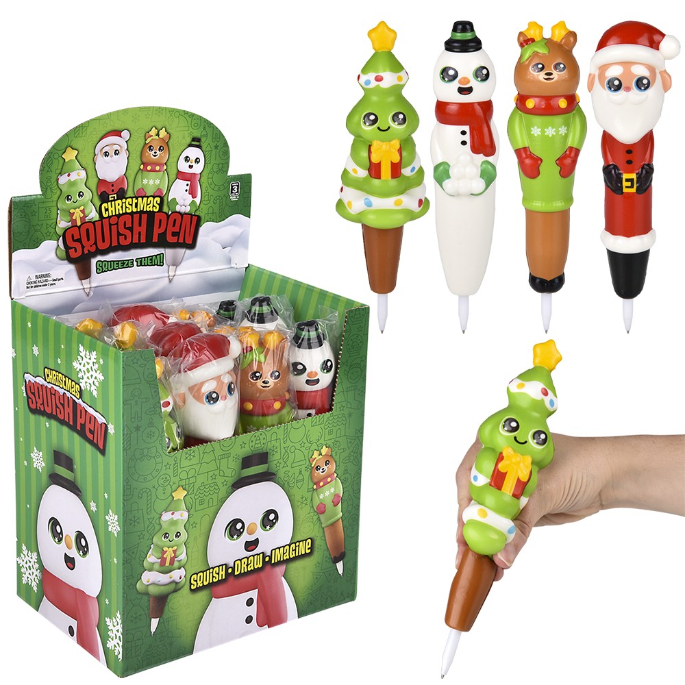 7" Christmas Squish Pen 12ct