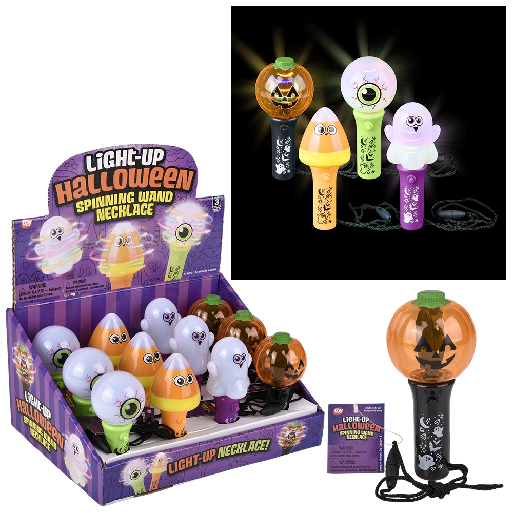 Halloween Mini Light Up Spinning Wand Necklace 4.5"